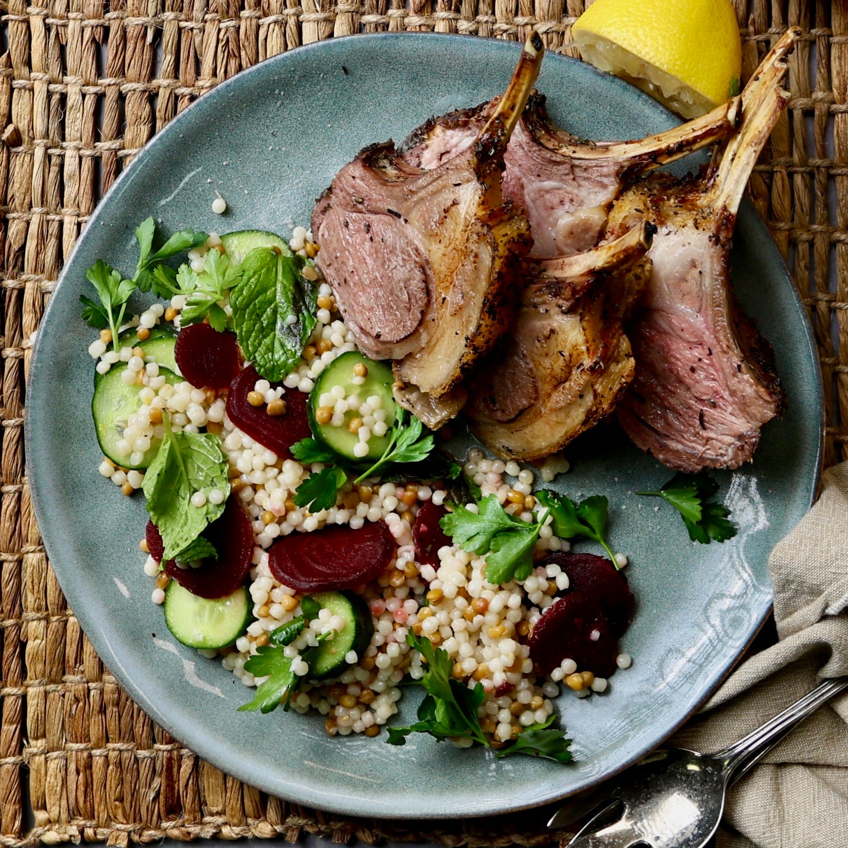 Rack Of Lamb With Beetroot & Giant Couscous Salad – Harris Farm Markets
