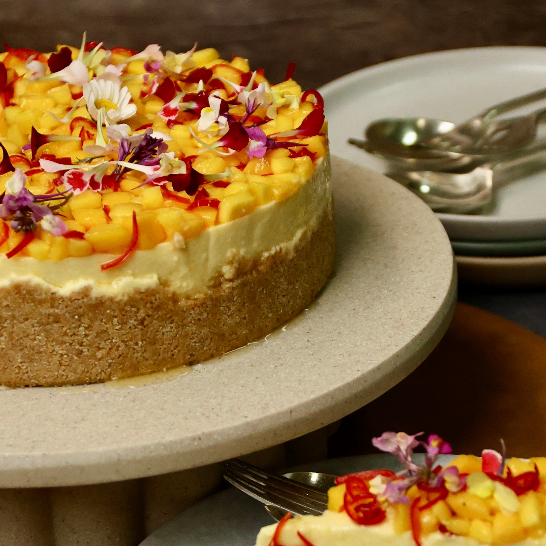 Non-Bake Cheesecake with Mango, Lime & Chilli Salsa – Harris Farm Markets