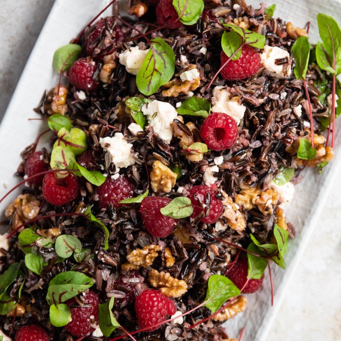 Wild Rice and Raspberry Salad with Toasted Walnuts, Feta and Raspberry ...