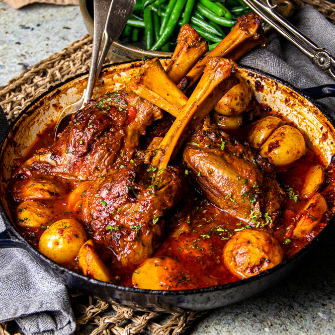 Spanish Style Lamb Shanks with Potatoes and Green Beans | Seasonal ...