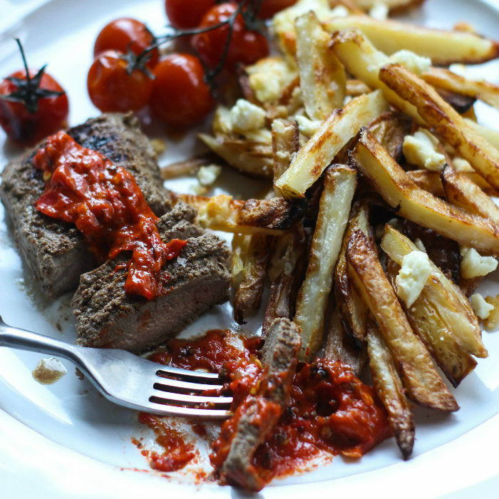 Spiced Lamb Backstrap with Roasted Feta & Potato Chips | Harris Farm ...