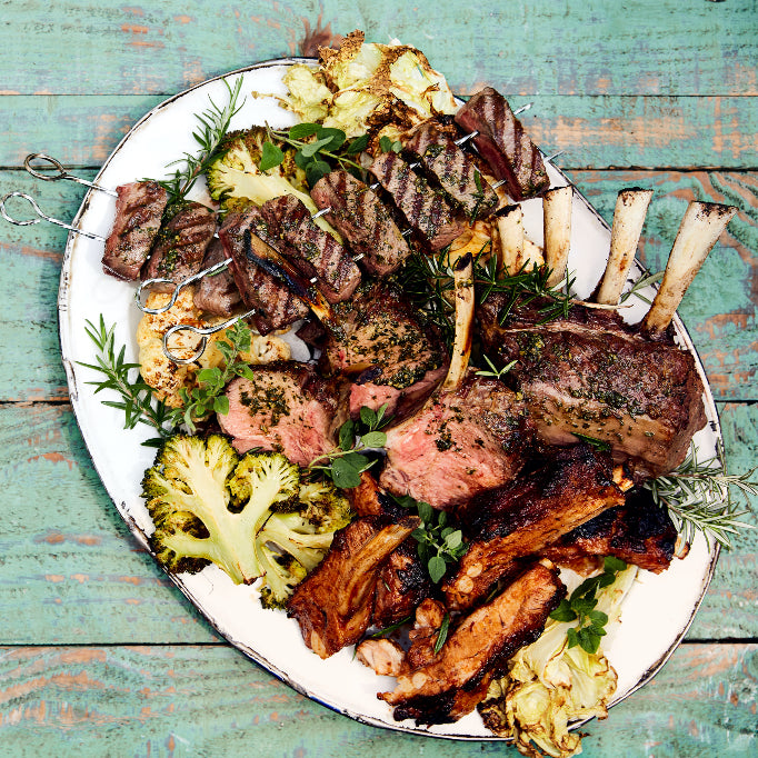 Easter BBQ Meat Platter with Roasted Veg and Salsa Verde | Easter 2020 ...