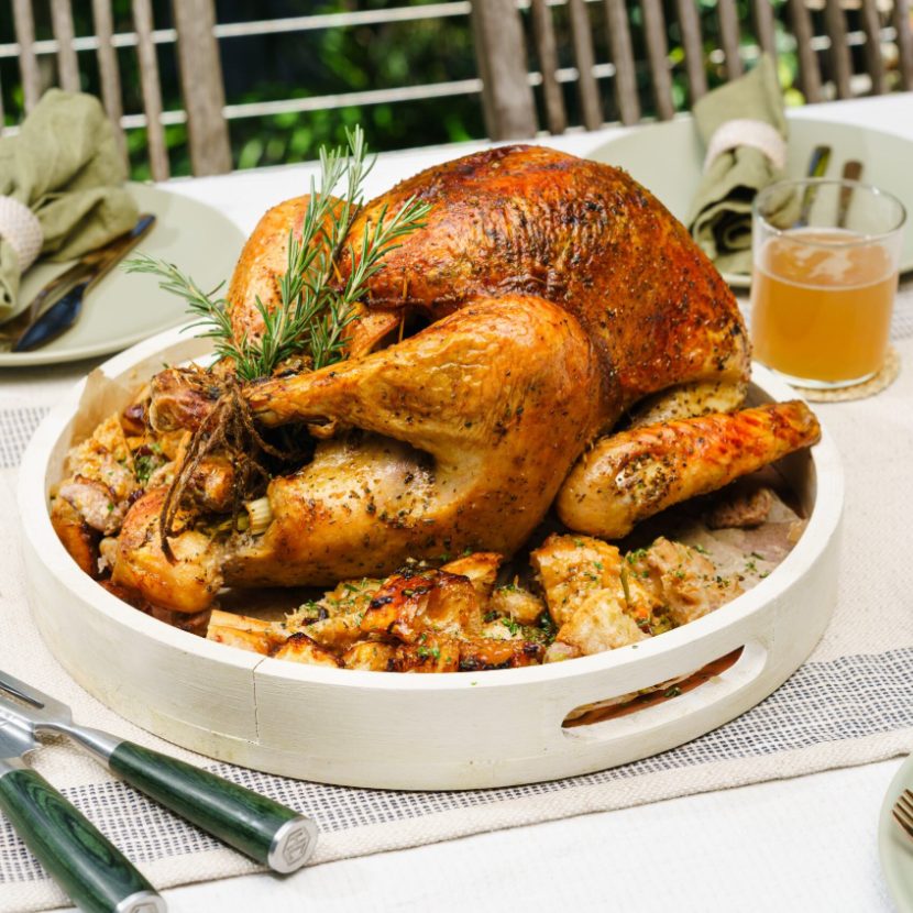 Christmas Roast Turkey with Mixed Herb Butter & Outside Stuffing ...