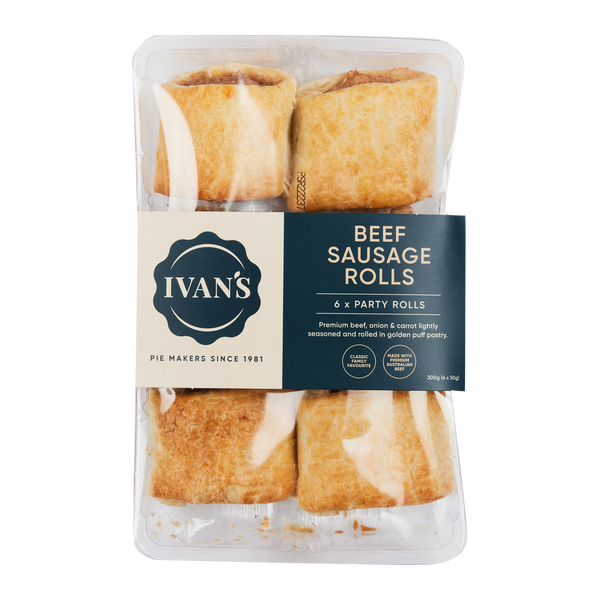 Ivan's Pies Beef Sausage Roll x6 330g | Harris Farm Markets