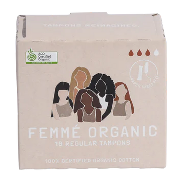 Femme Organic Cotton Regular Tampons 18 Pack | Harris Farm Markets