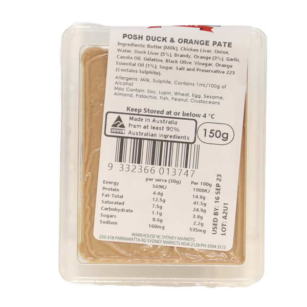 Posh Foods Duck and Orange Pate 150g | Harris Farm Markets