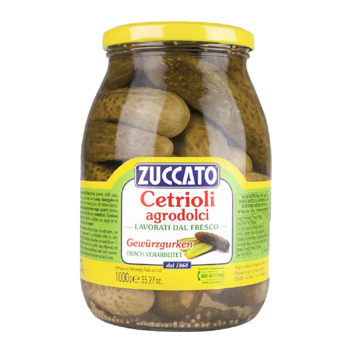 Zuccato Gherkin Sweet and Sour 1kg – Harris Farm Markets