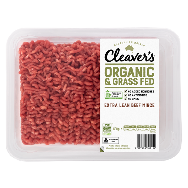 Buy Cleaver's Organic Free Range and Grass Fed Extra Lean Beef Mince ...