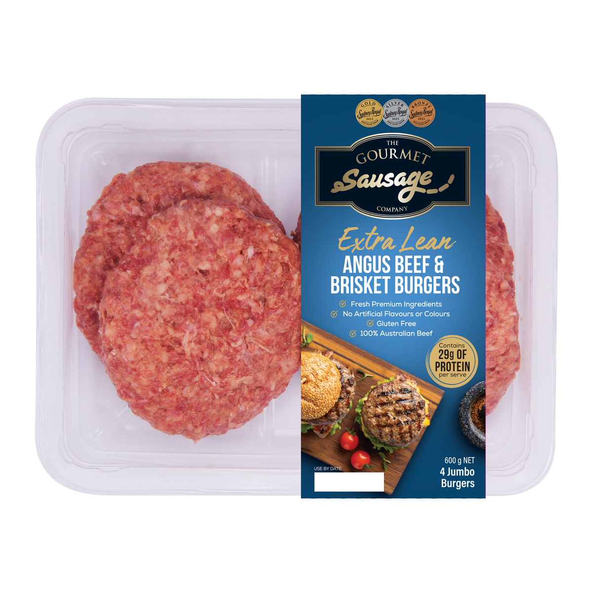 The Gourmet Sausage Lean Angus Beef Brisket Burgers x4 600g – Harris ...