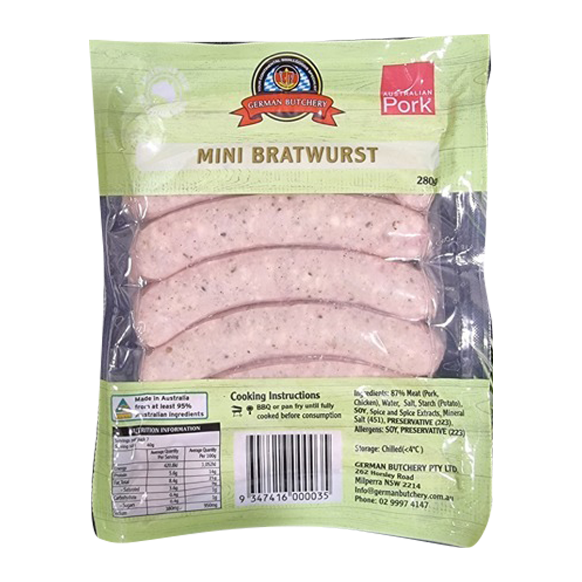 German Butchery Mini German Bratwurst x10 280g – Harris Farm Markets