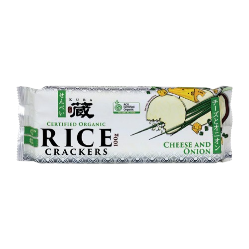 Kura Organic Rice Crackers Cheese & Onion 100g | Harris Farm Markets