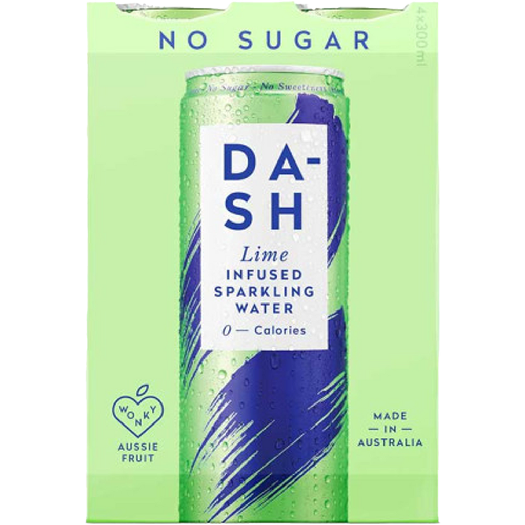 Dash Water Sparkling Water Lime Infused 4x300ml | Harris Farm Markets