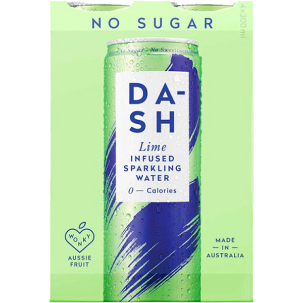 Dash Water Sparkling Water Lime Infused 4x300ml | Harris Farm Markets