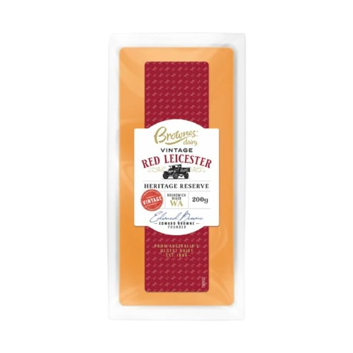 Brownes Dairy Vintage Red Leicester Cheese 200g | Harris Farm Markets