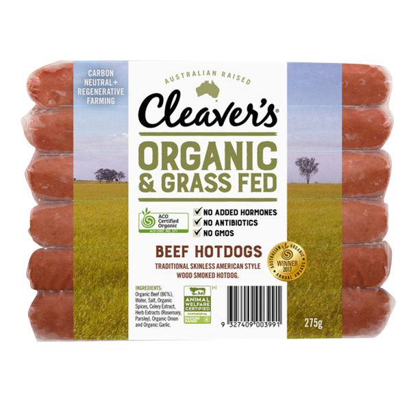 Buy Cleaver's Organic Free Range and Grass Fed Beef Hotdog from Harris ...