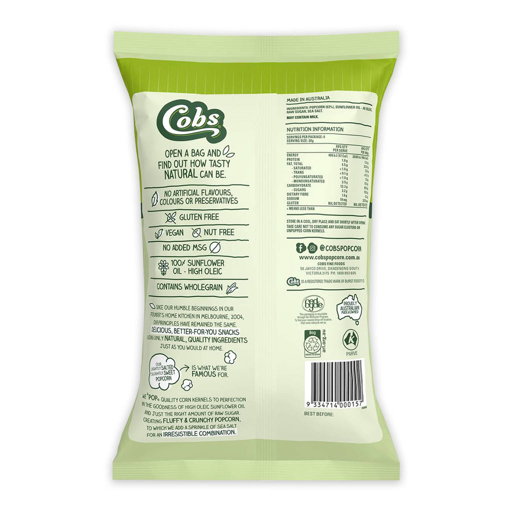 Buy Cobs Natural Popcorn Lightly Salted and Slightly Sweet from Harris ...