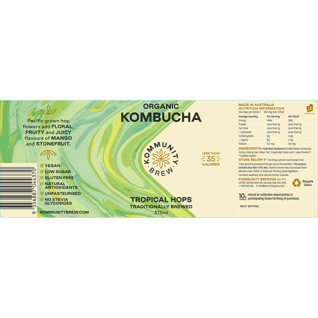 Buy Kommunity Brew Organic Kombucha Tropical Hops from Harris Farm ...
