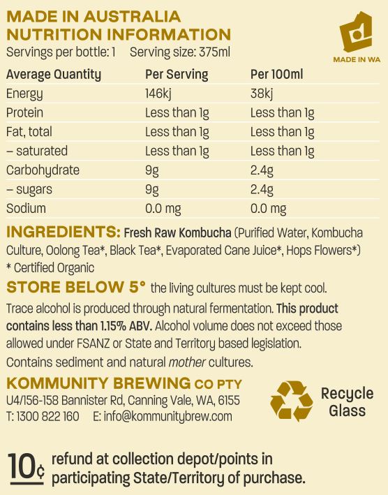 Buy Kommunity Brew Organic Kombucha Tropical Hops from Harris Farm ...