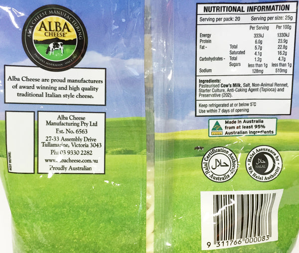Alba Shredded Mozzarella Cheese 500g | Harris Farm Markets
