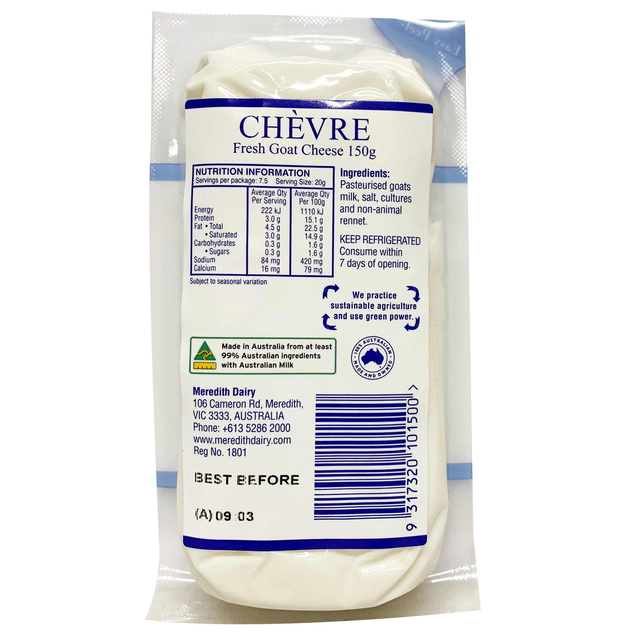 Buy Meredith Dairy - Fresh Goat Cheese - CHÈVRE Original from Harris ...