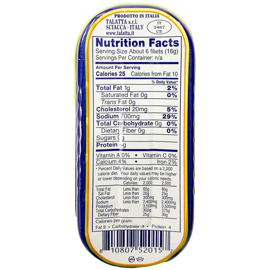 Talatta Anchovy fillets in Olive Oil 48g | Harris Farm Markets
