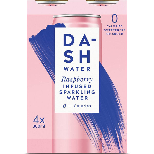 Dash Water Sparkling Water Raspberry Infused 4x300ml | Harris Farm Markets